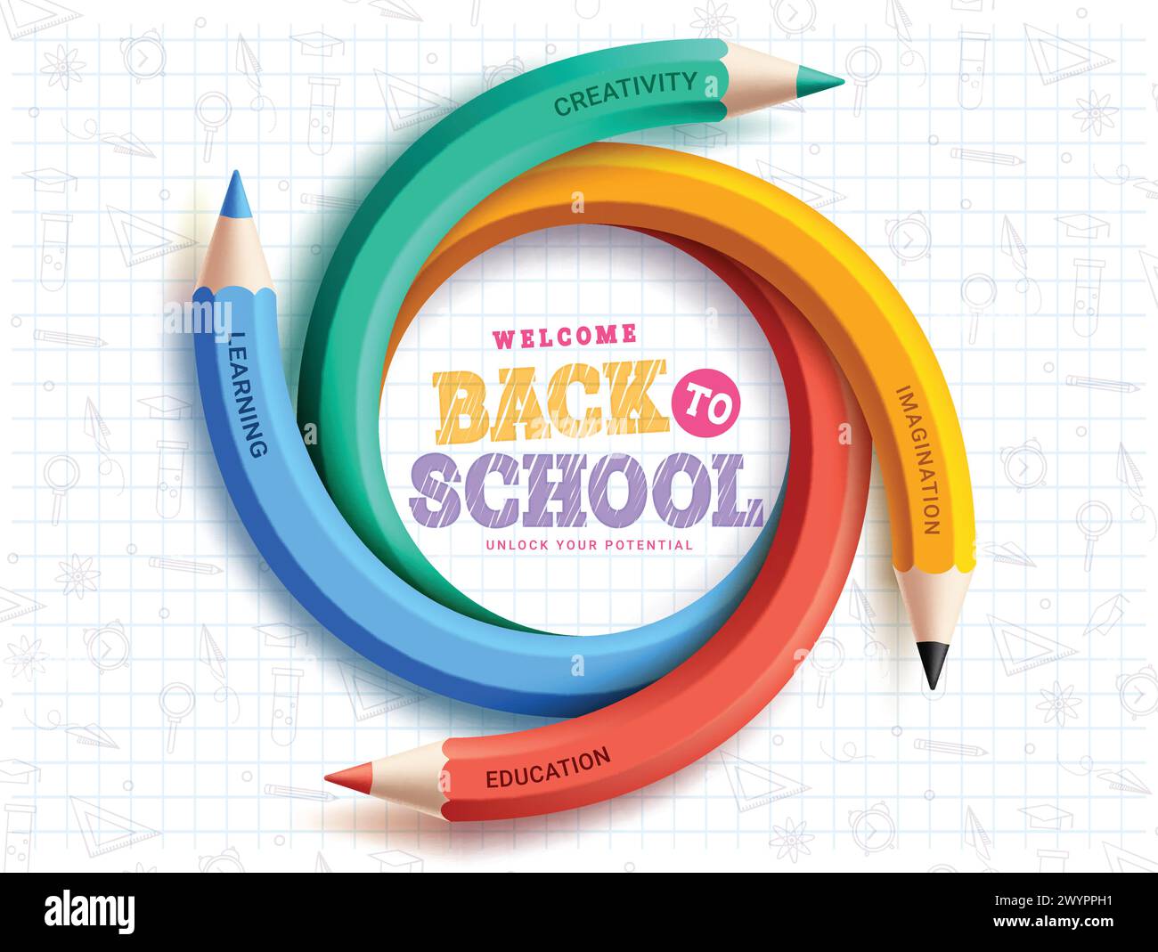 Back to school pencil vector template design. Welcome back to school ...