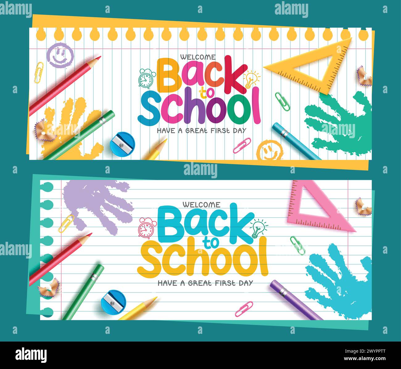 Back to school text vector banner set design. Welcome back to school ...