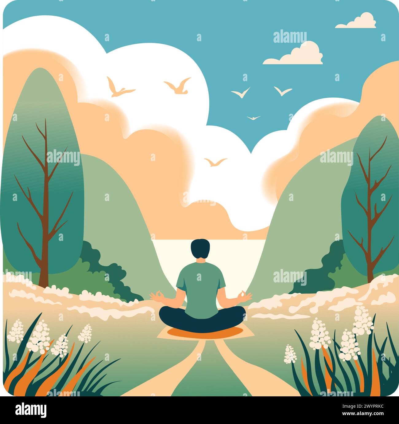 Meditation practice illustration tranquil Stock Vector Images - Alamy