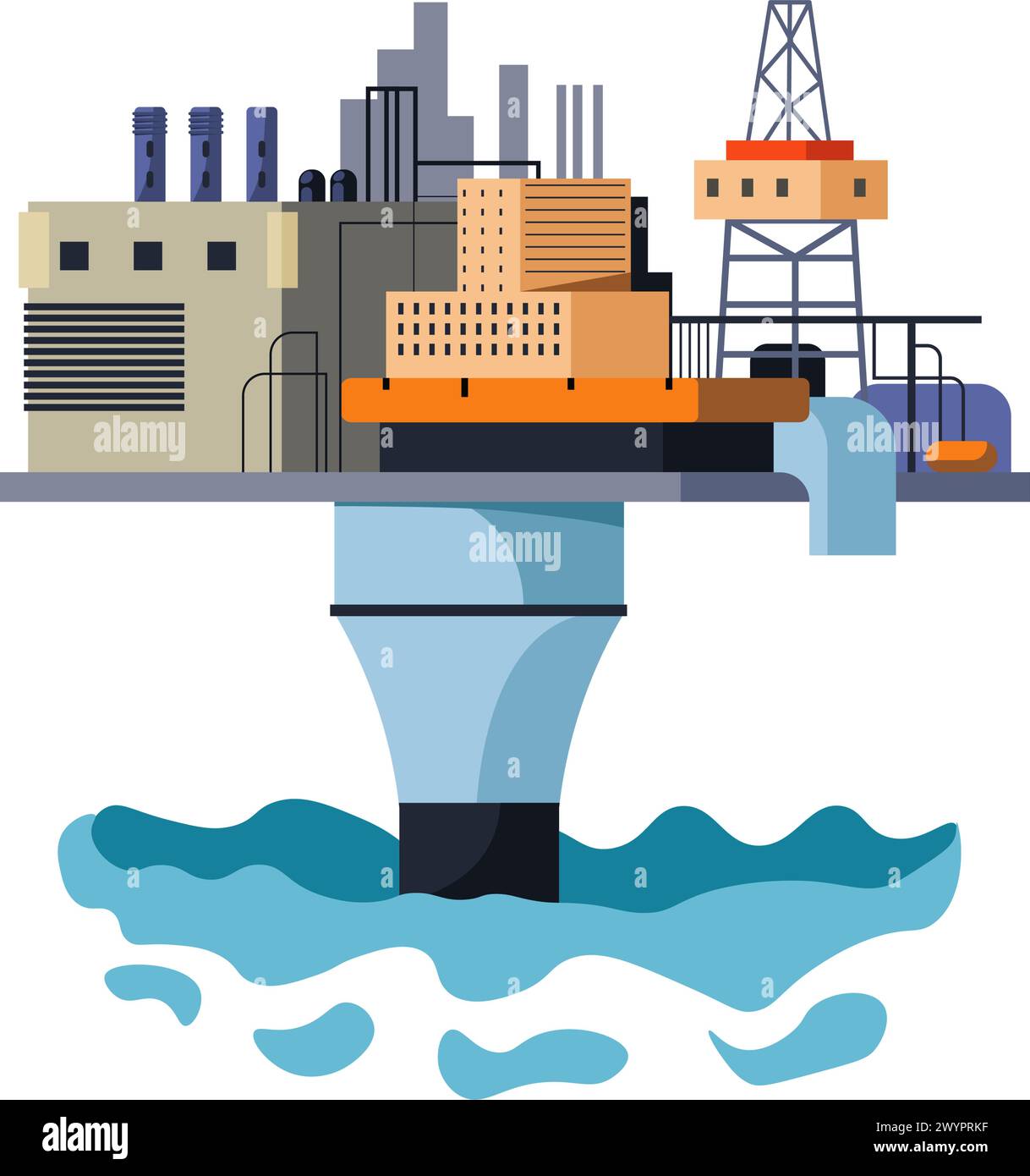 Industrial Offshore Platform Vector illustration Stock Vector Image ...