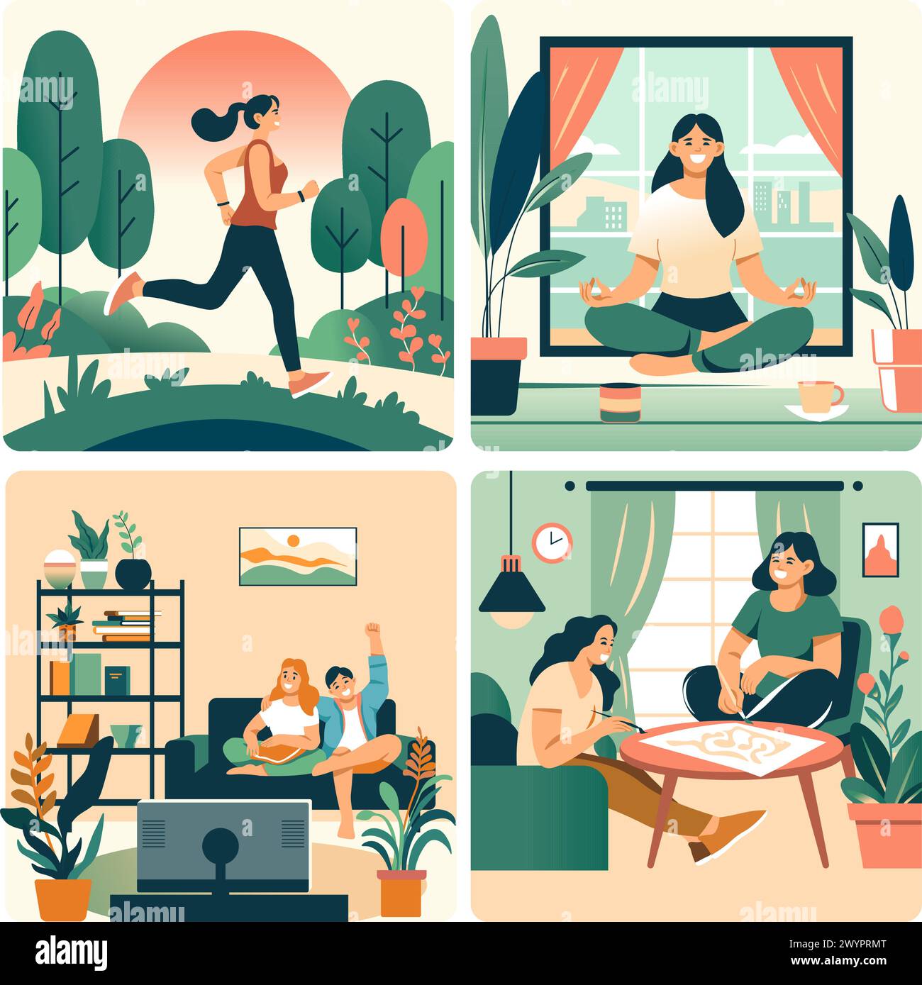 Weekend in city park Stock Vector Images - Alamy