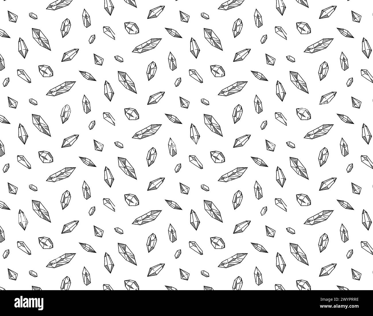 Crystals illustration pattern in doodle style. A set of crystals ...