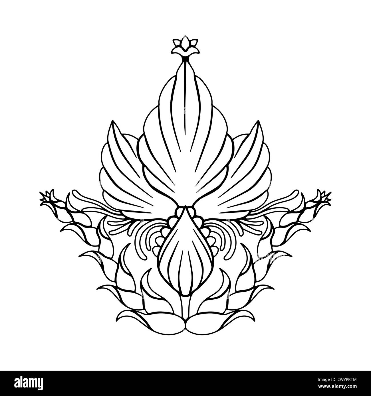 Hand drawn teal and purple gradient floral Damask motif isolated on ...