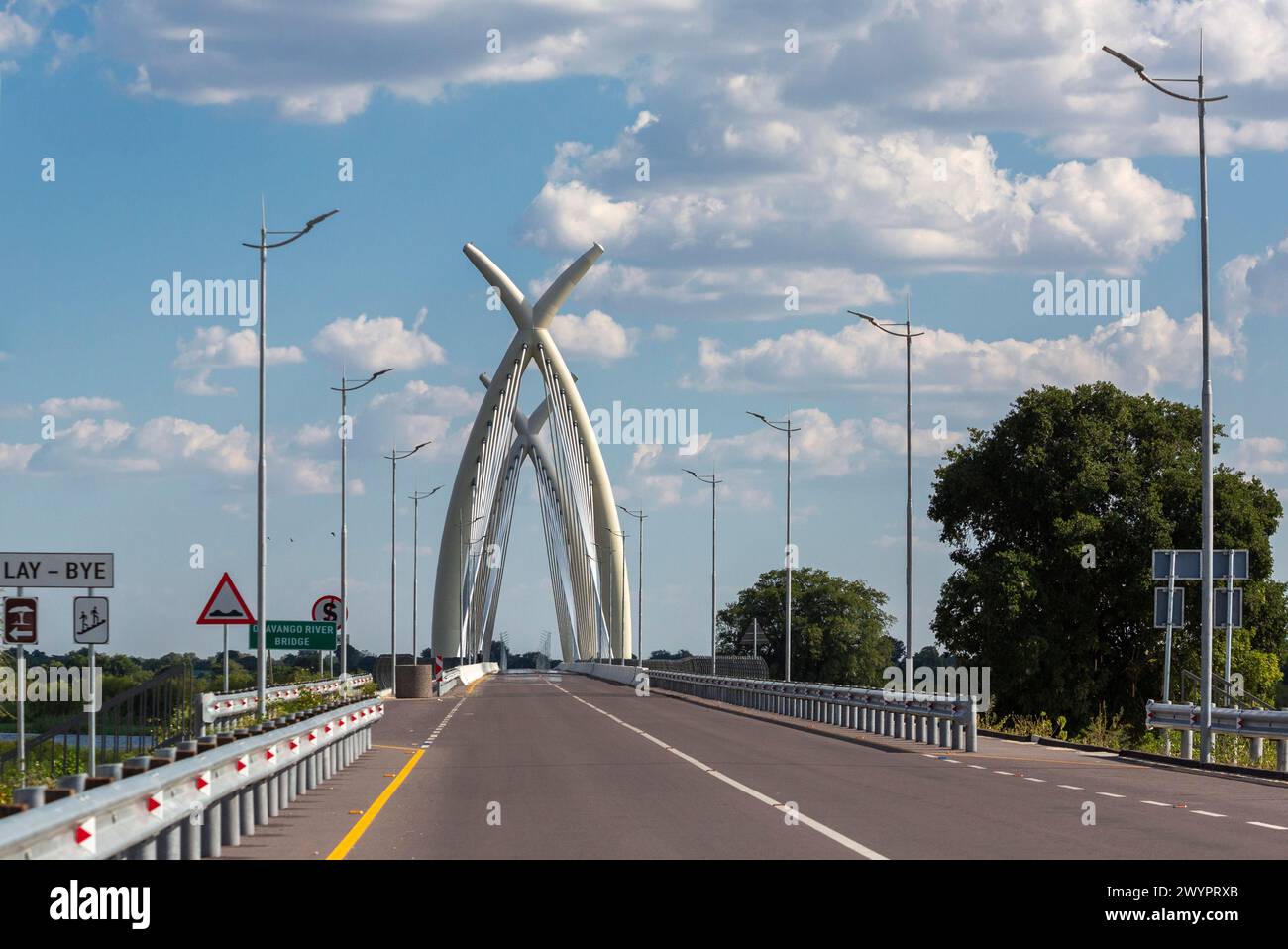 The Okavango River Bridge, known as the Mohembo Bridge near Shakawe in ...