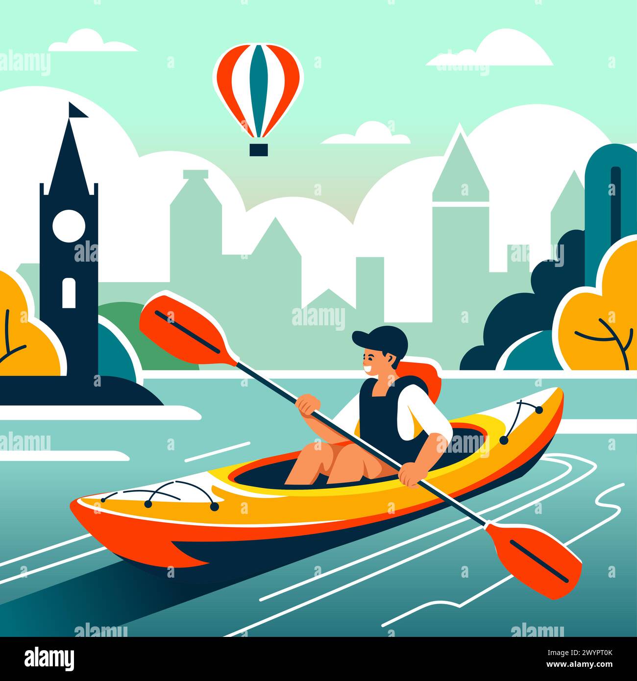 City Kayaking Recreational Activity vector Stock Vector Image & Art - Alamy