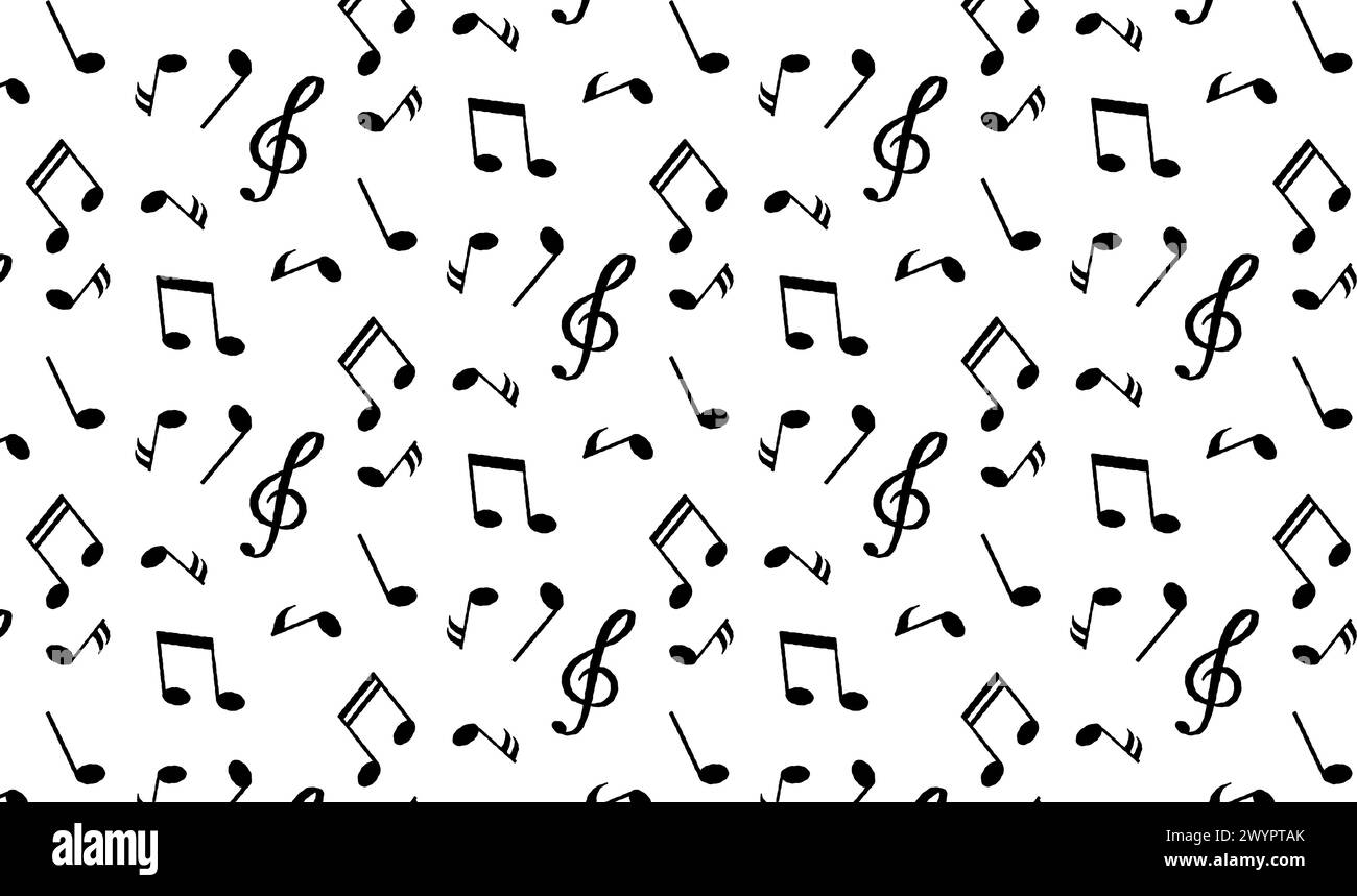 music symbol pattern in doodle style drawn with a pencil. Music symbol ...