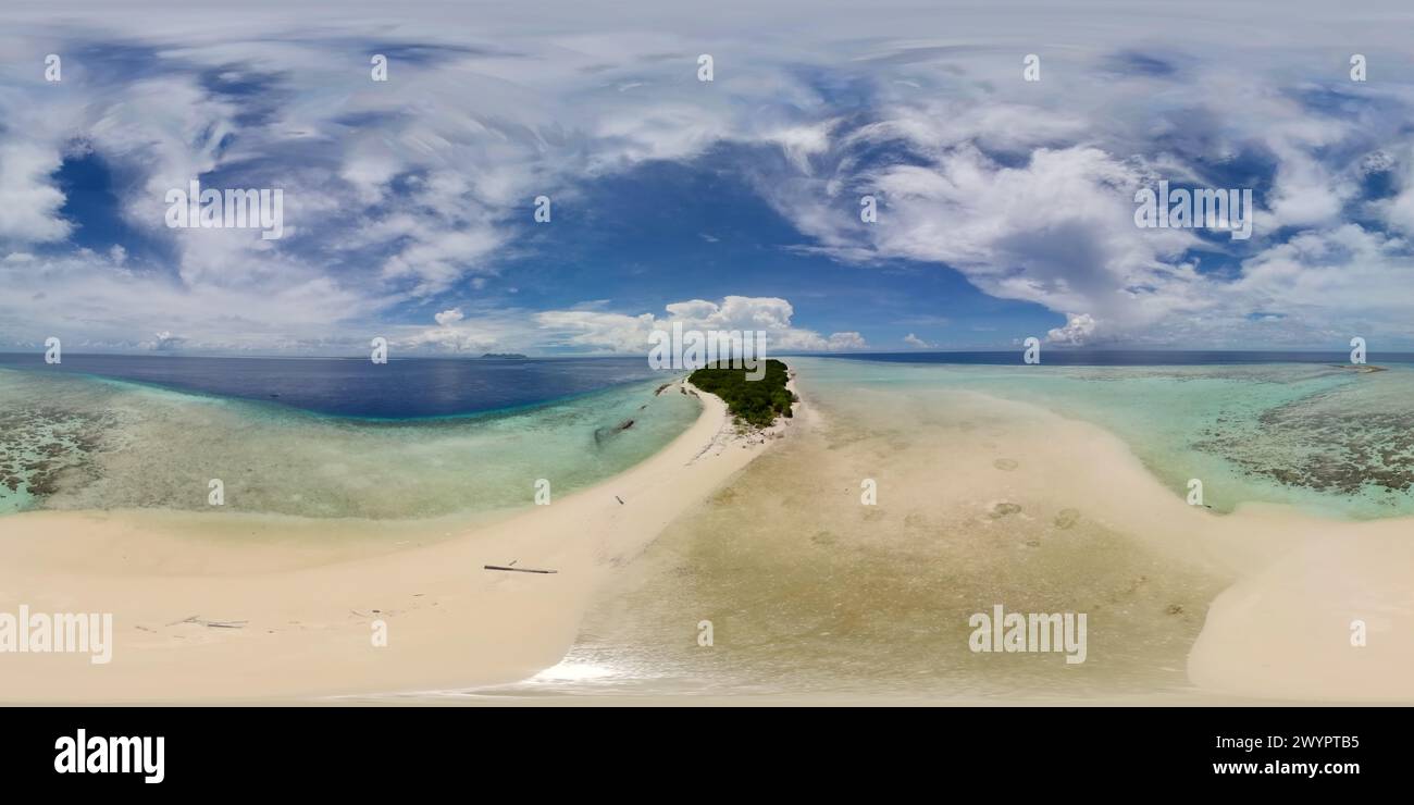 Aerial view of Tropical island with a beach in the open sea. Malaysia ...