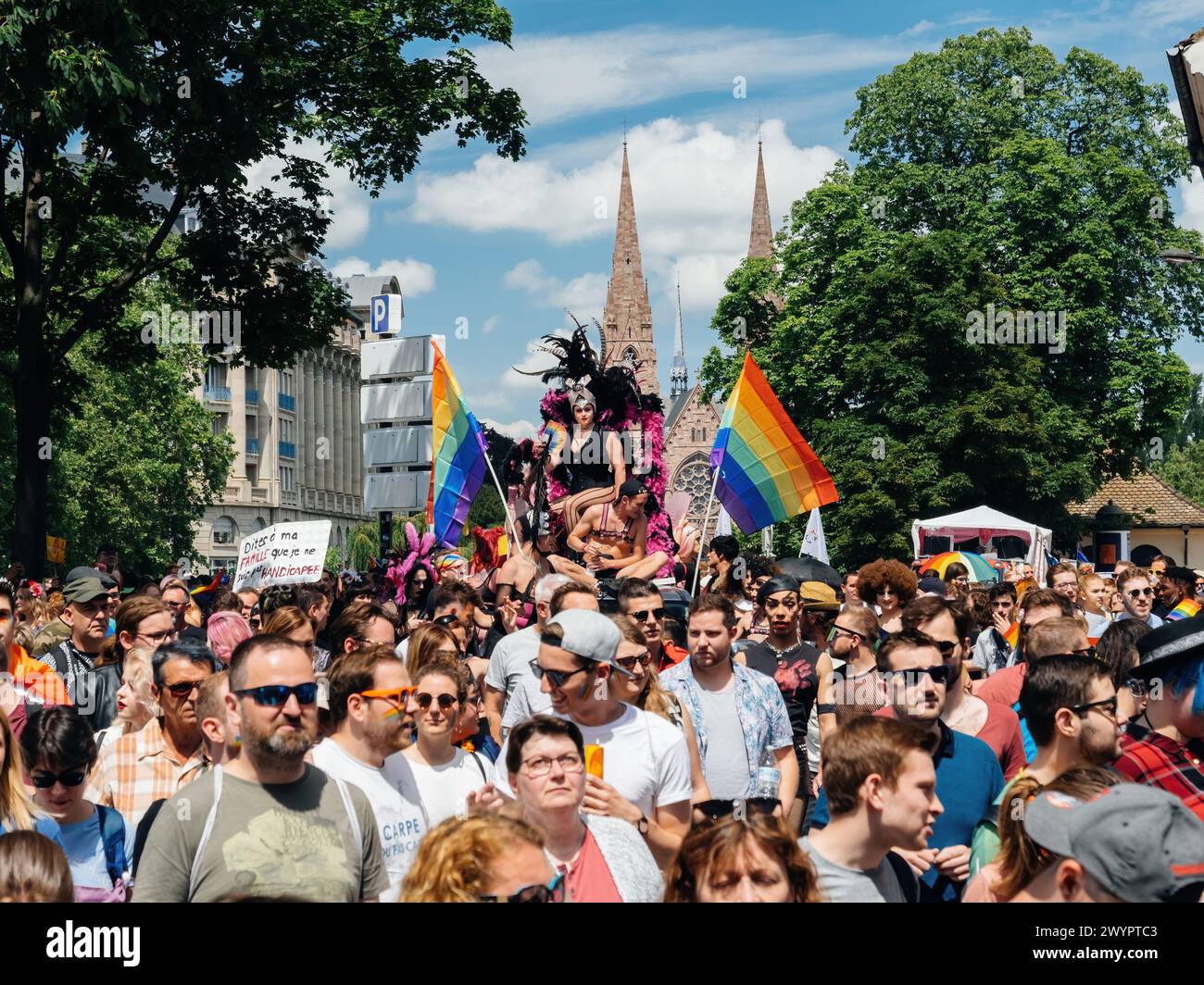 Strasbourg, France - Jun 15, 2023: A vibrant crowd celebrates diversity ...