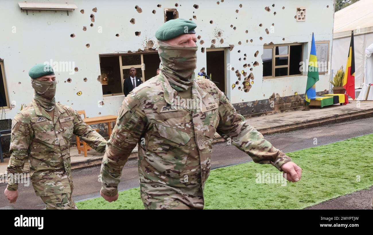 Kigali, Rwanda. 08th Apr, 2024. Belgian military personnel pictured at ...