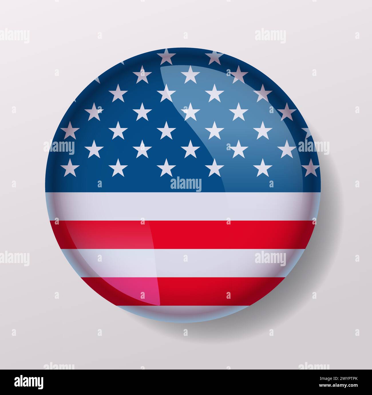 American United States flag in glossy round button of icon USA ...
