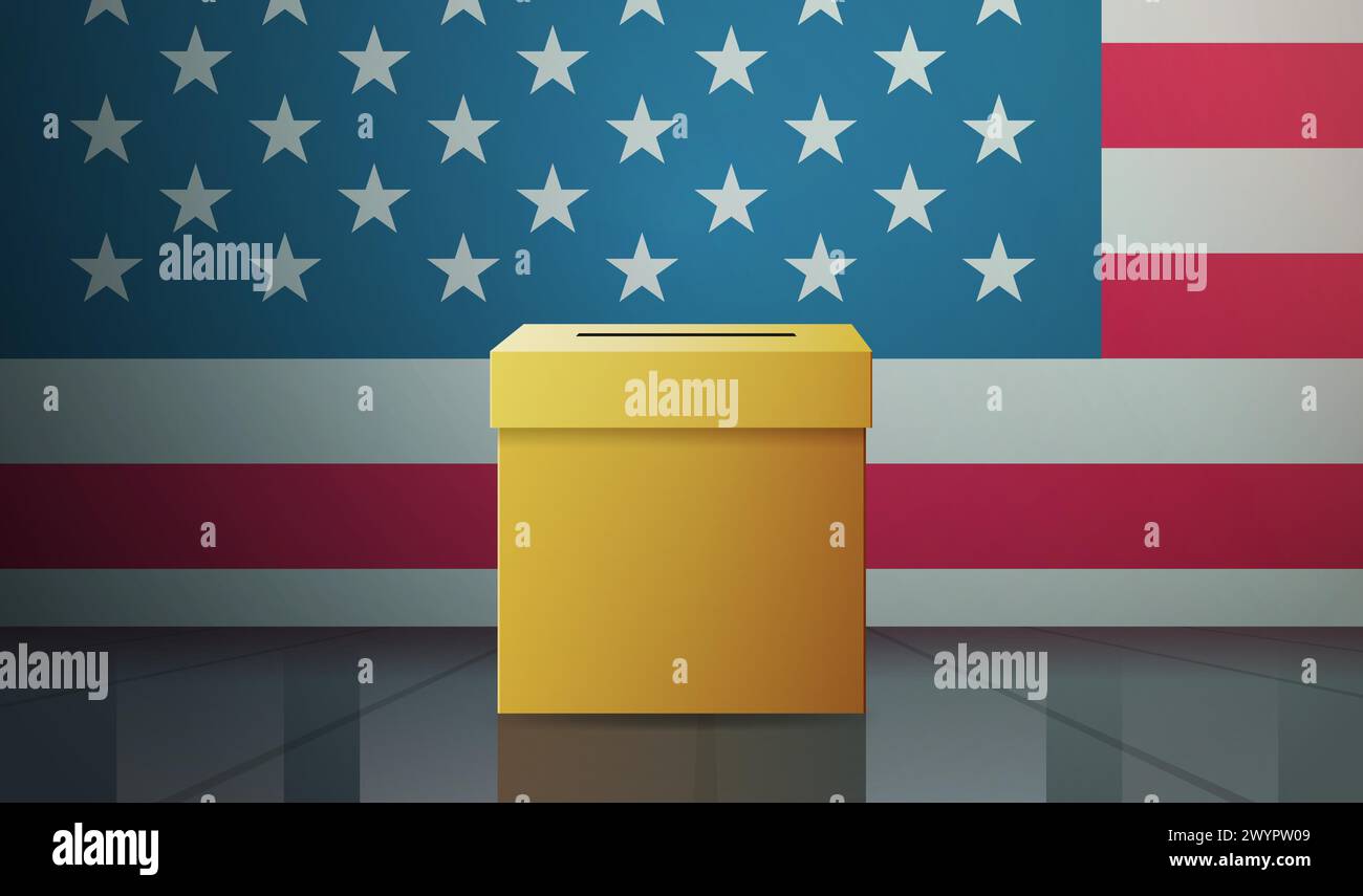 USA presidential election day concept paper ballots in voting box ...