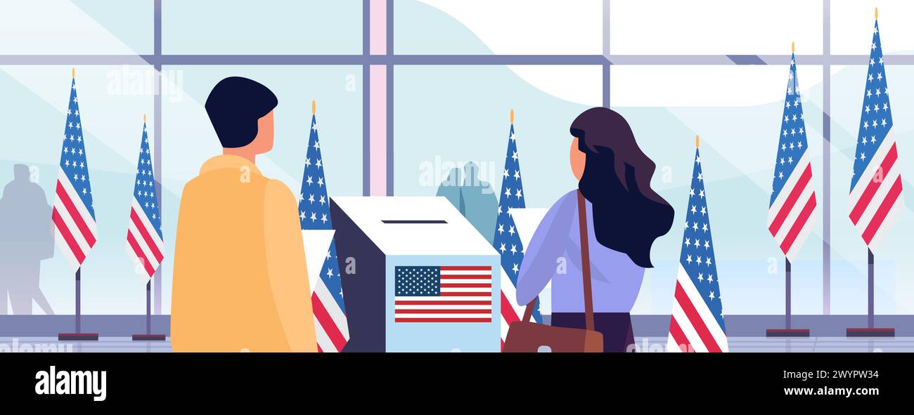 election day concept voters casting ballots at polling place during ...