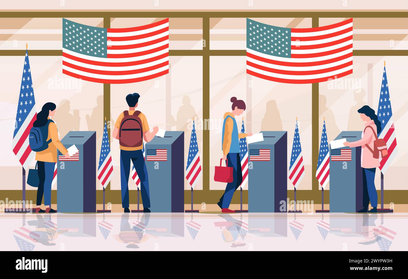 election day concept voters casting ballots at polling place during ...