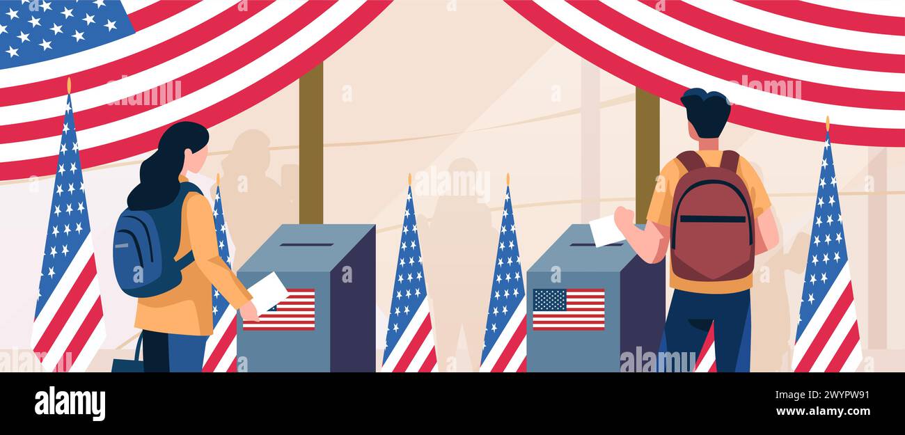election day concept voters casting ballots at polling place during ...