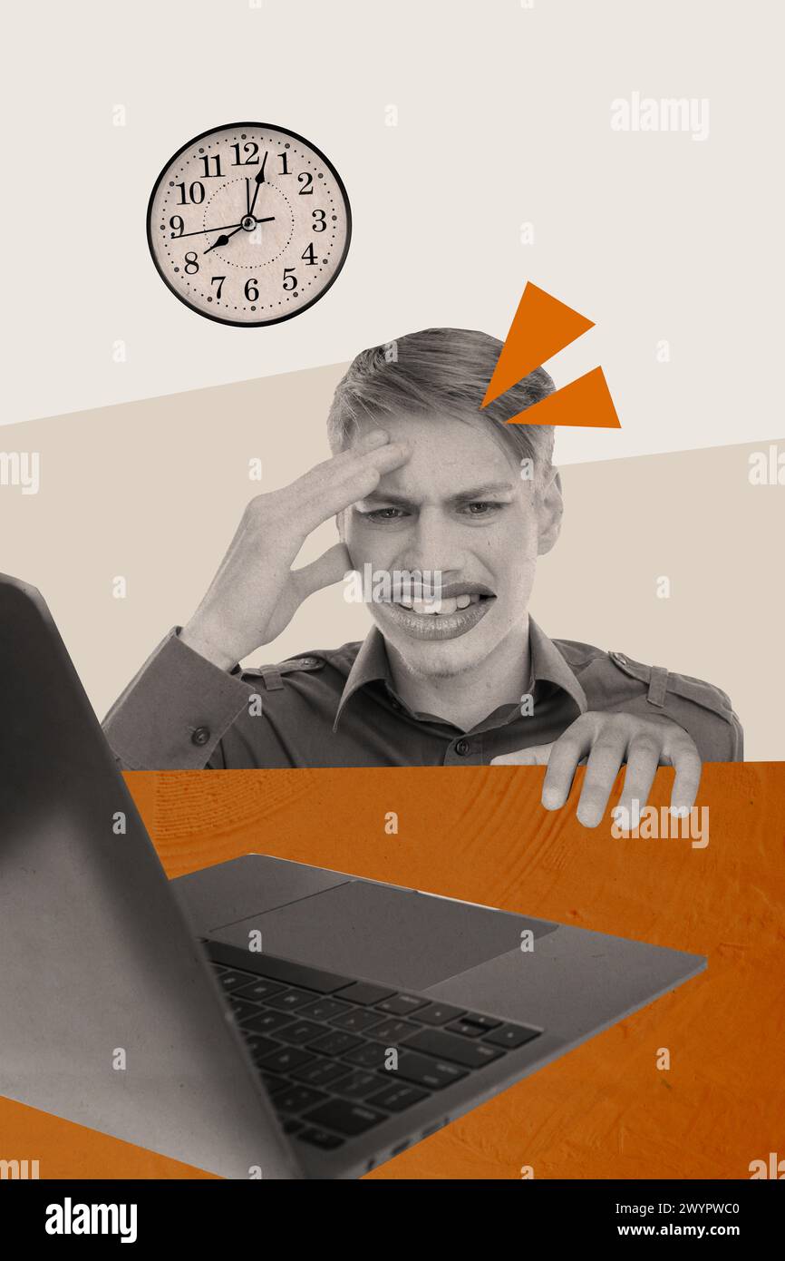 Composite trend artwork sketch image photo collage of black white ...