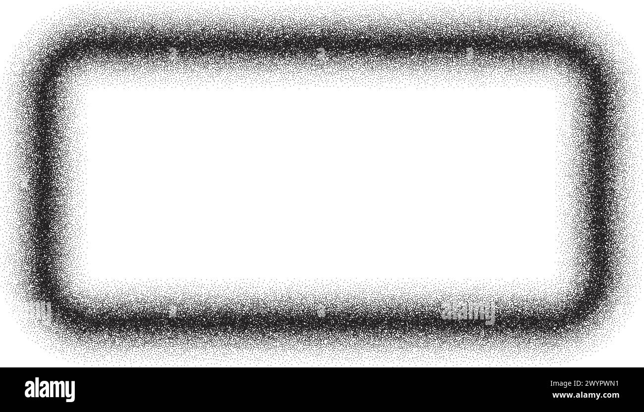 Noise rectangle frame. Gradient grain pattern border. Dot texture ...