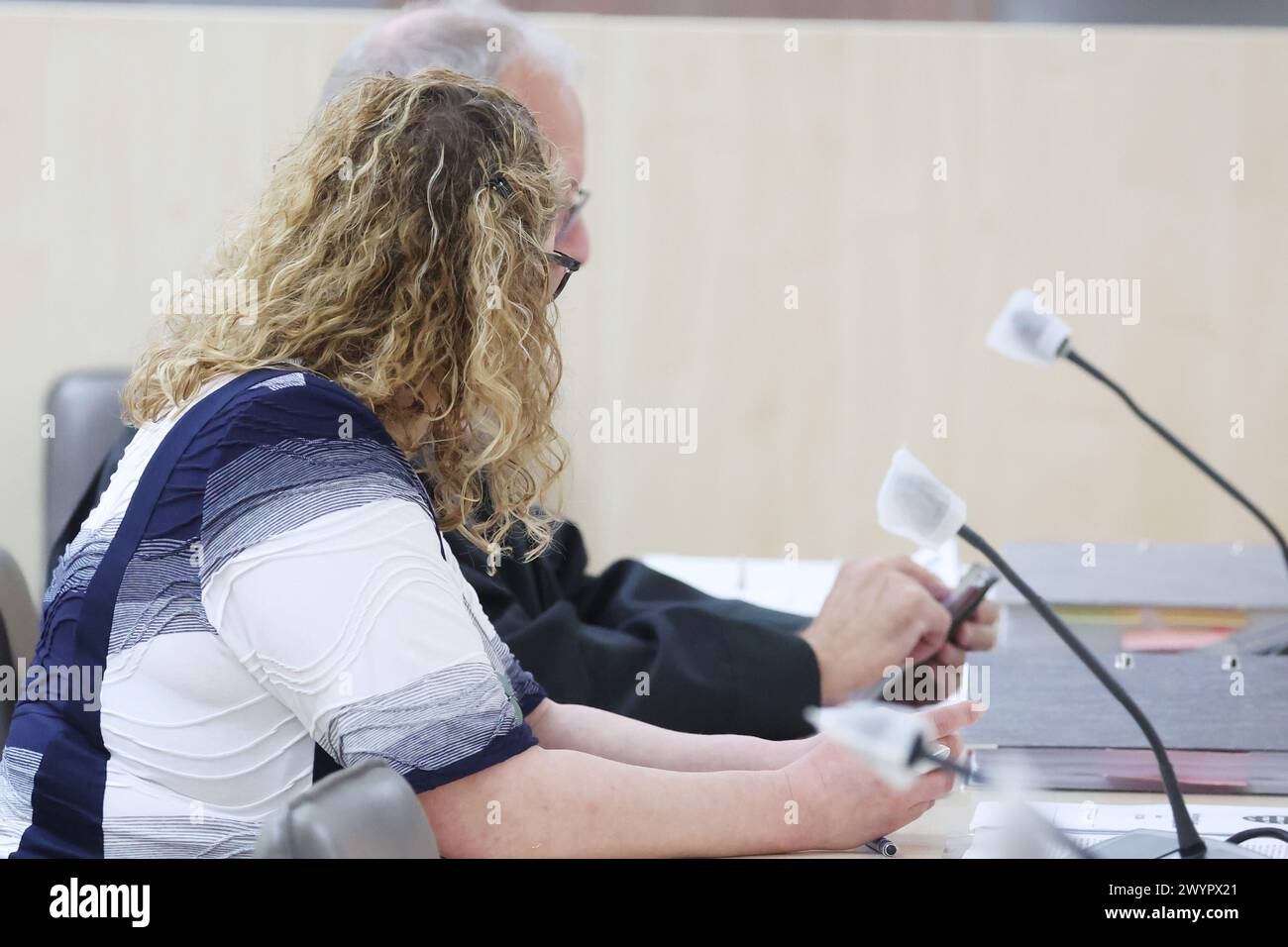 Gera, Germany. 08th Apr, 2024. The accused former judge is sitting in ...