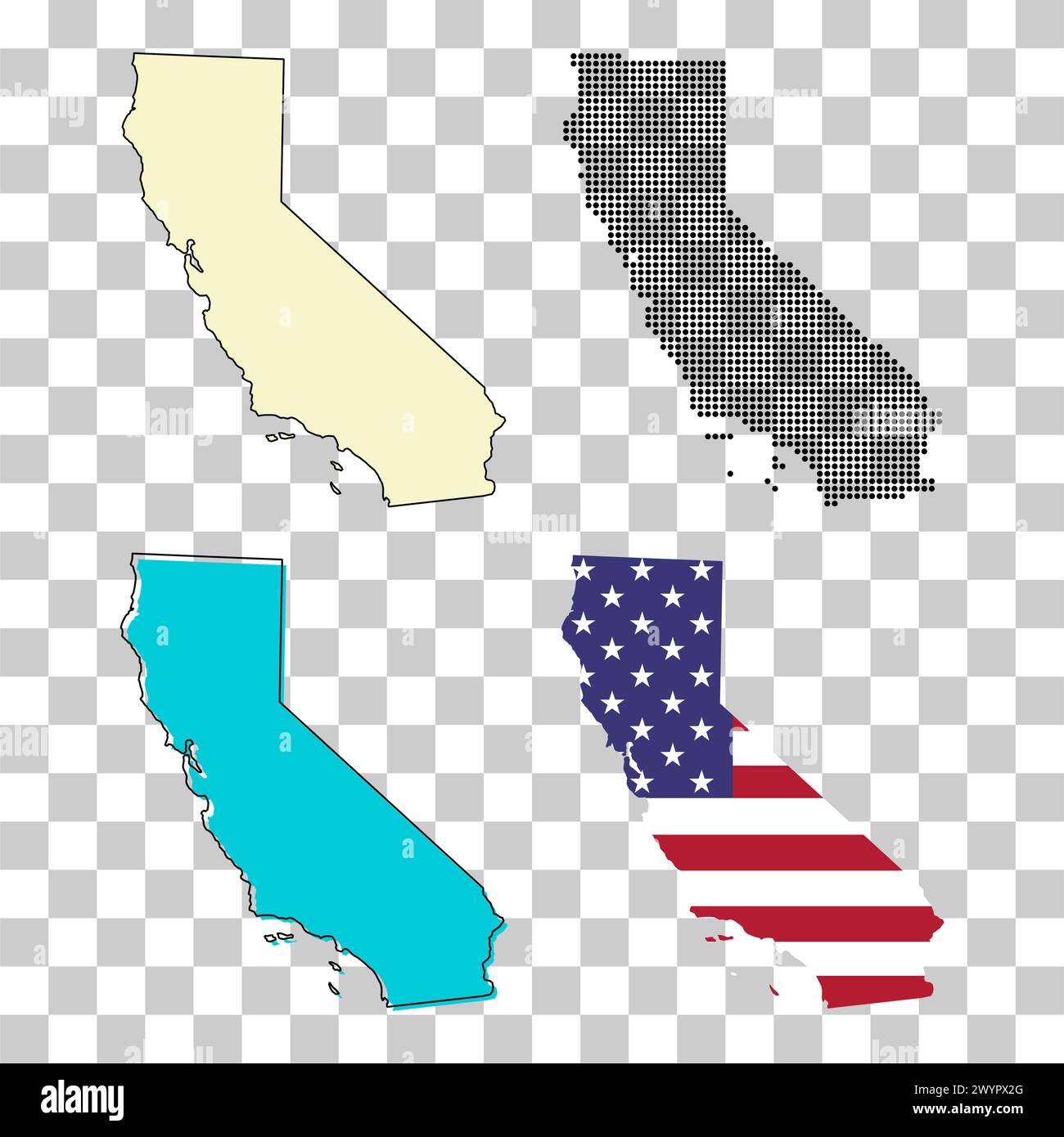 Set of California map, united states of america. Flat concept icon ...