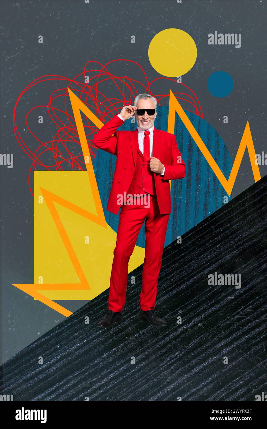 Sketch image trend artwork composite 3D photo collage of old handsome ...