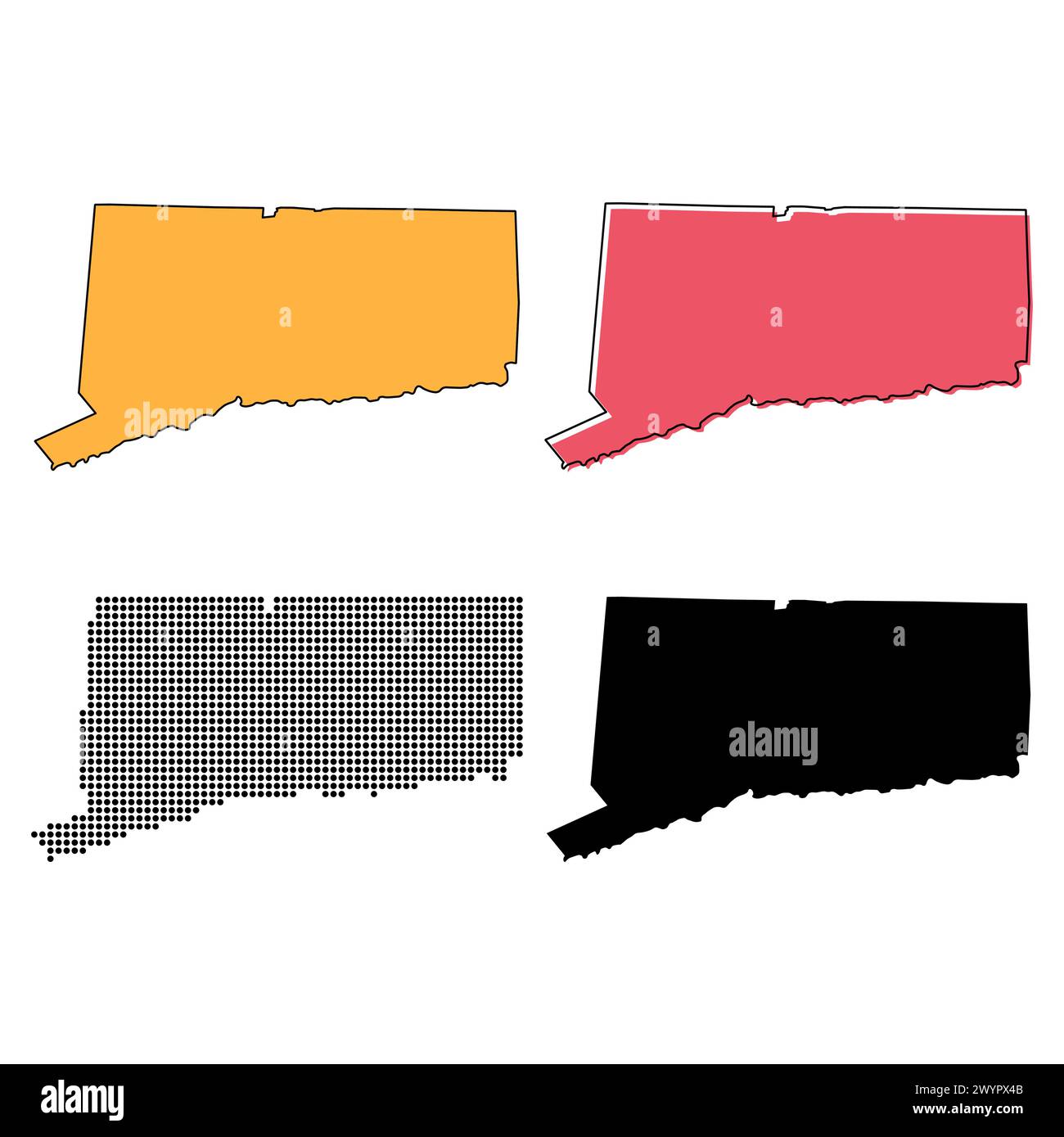 Set of Connecticut map, united states of america. Flat concept icon ...