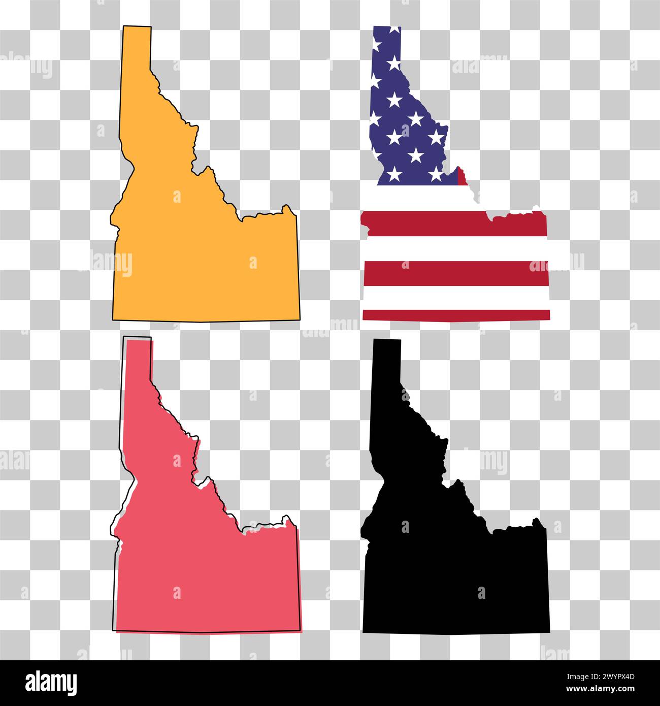 Set of Idaho map, united states of america. Flat concept icon vector ...