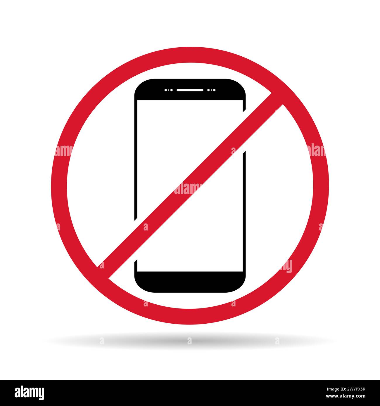 Mobile forbidden shadow icon, no use phone sign, ban smartphone label ...