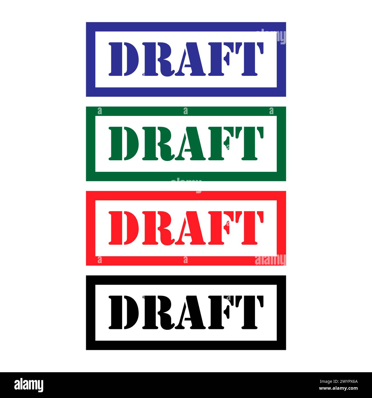 Set of Draft stamp symbol, label sticker sign button, text banner ...