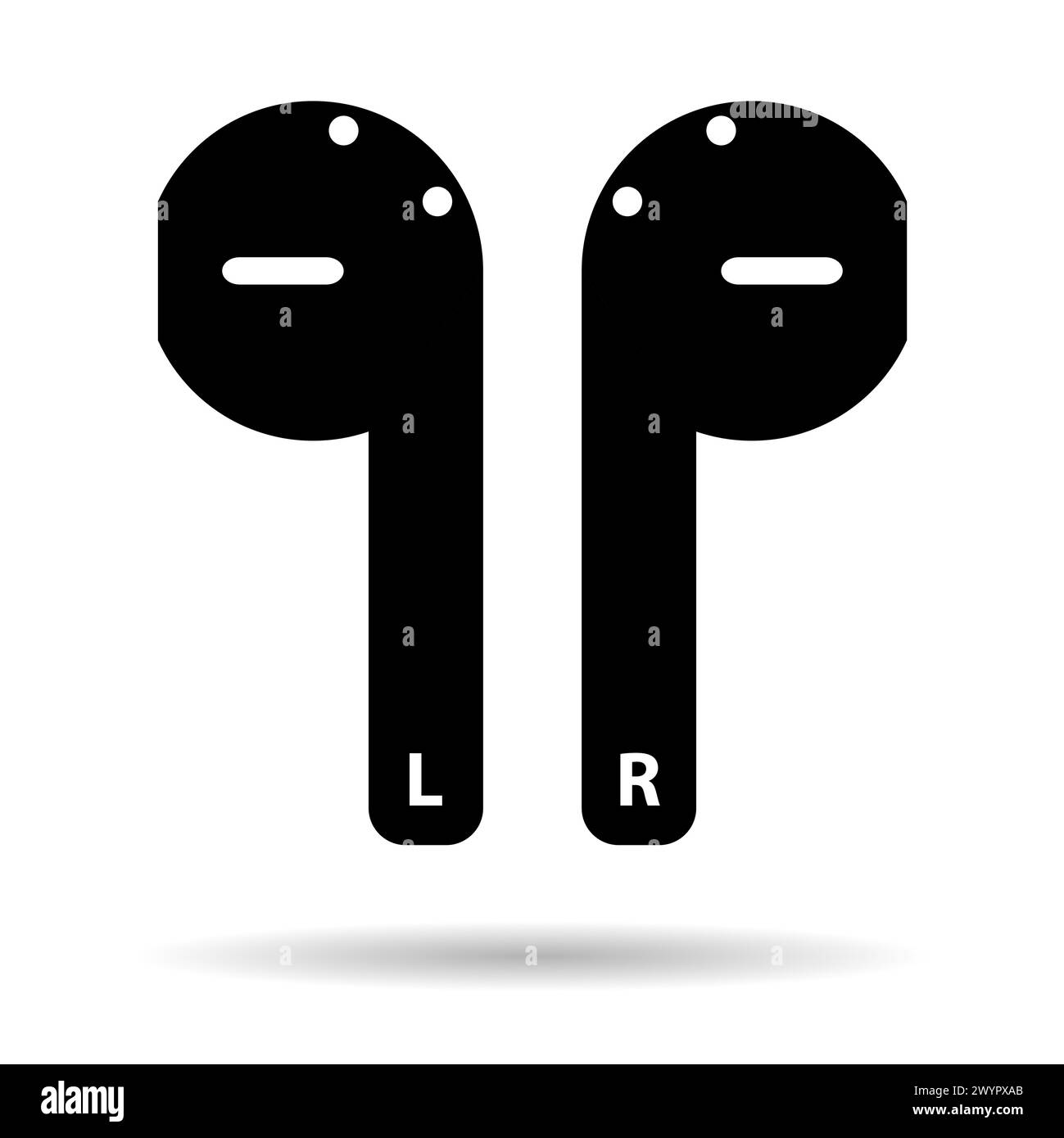 Set of Earphones music flat icon shadow, sound technology device sign ...