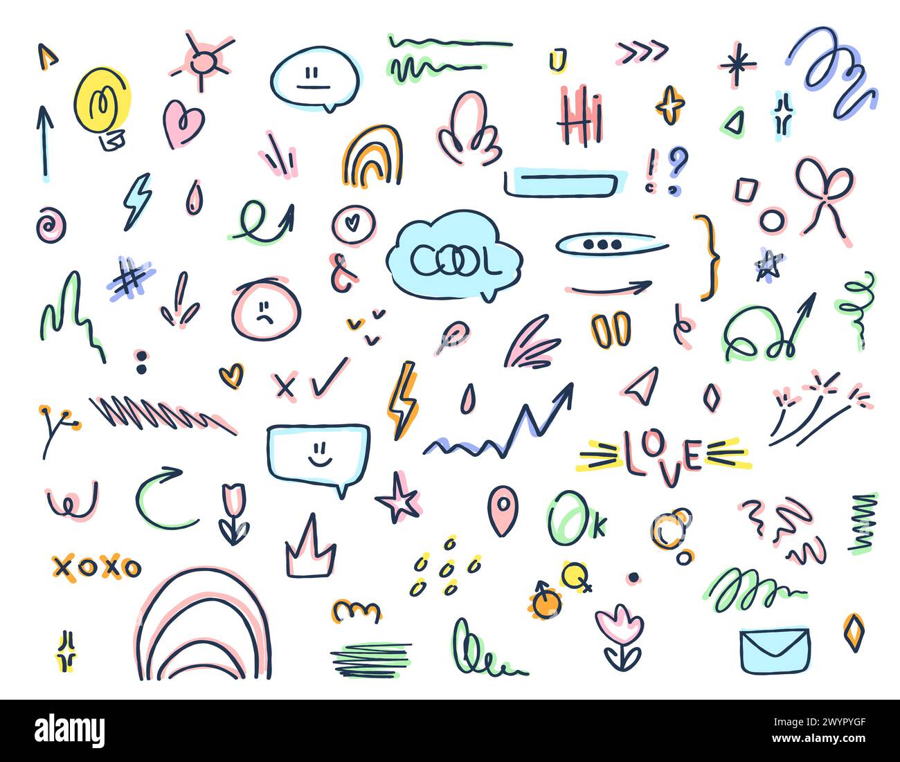 A set of simple hand-drawn decorative illustrations. Thumbnail ...