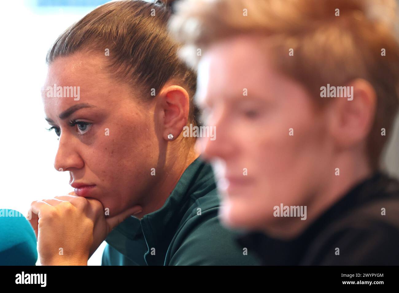 Republic of Ireland captain Katie McCabe (left) and head coach Eileen ...