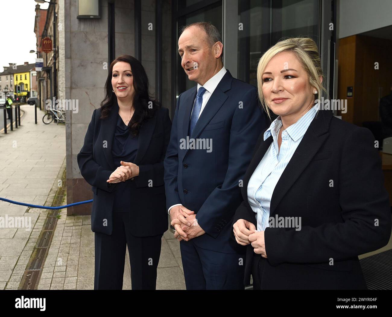 Tanaiste Micheal Martin stands with Deputy First Minister Emma Little ...