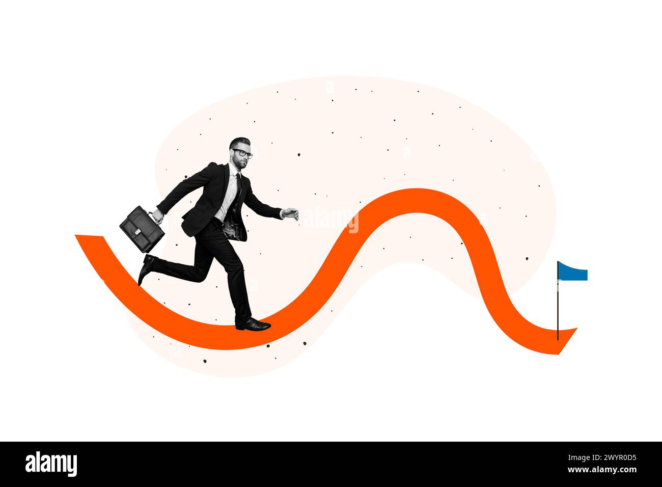 Creative picture collage running young man route finish destination ...