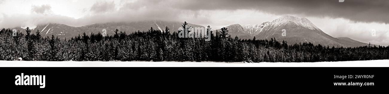 A snow storm breaks over Mount Katahdin in Baxter State Park, Maine ...