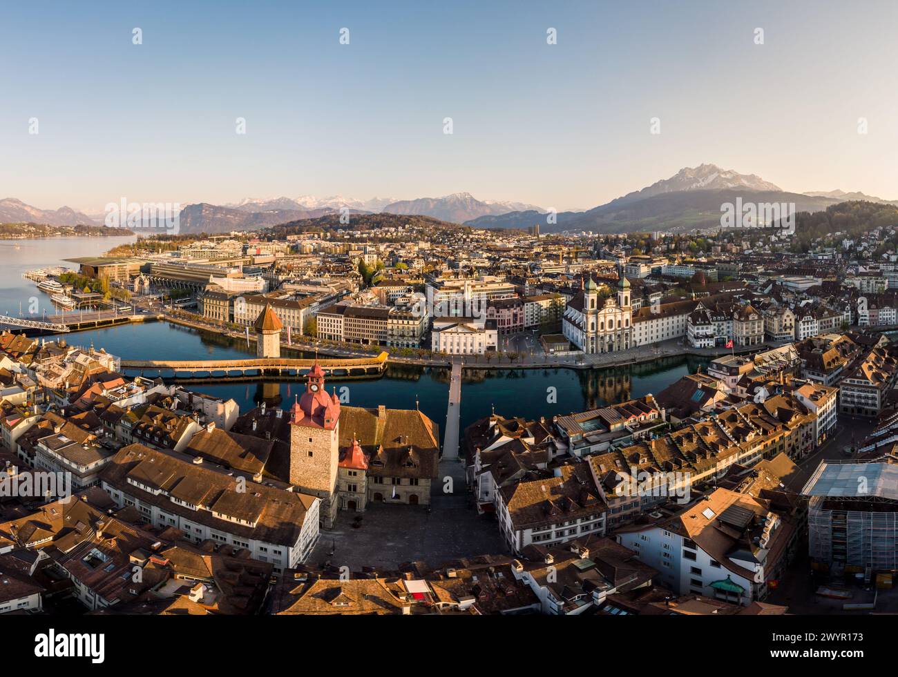 Lucerne, Switzerland: Panoramic view of the Lucerne medieval old town ...
