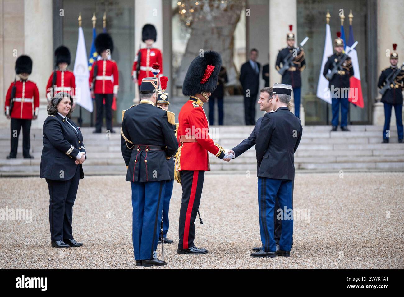French President Emmanuel Macron and British ambassador to France Menna ...
