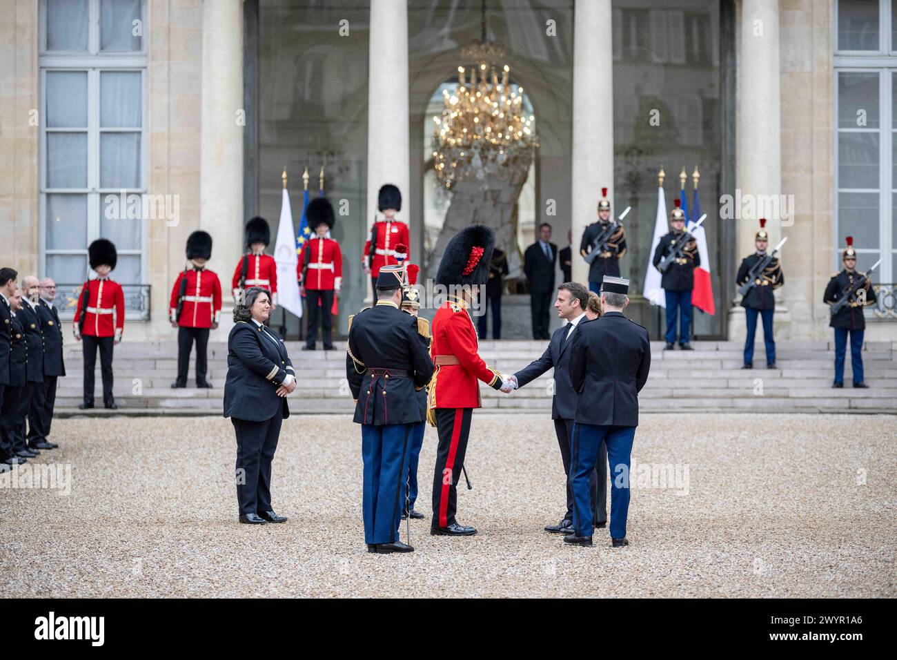 French President Emmanuel Macron and British ambassador to France Menna ...