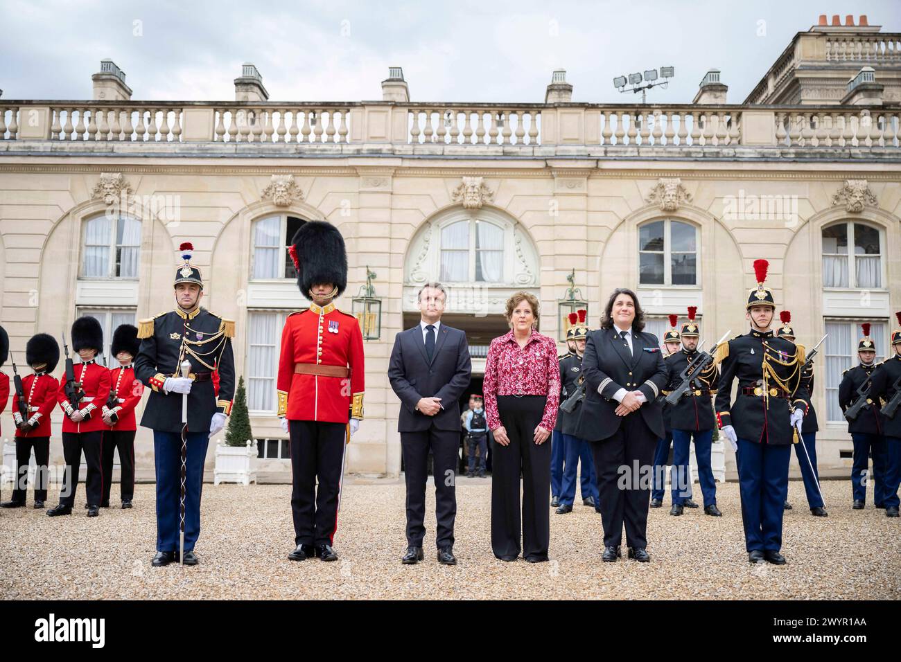 French President Emmanuel Macron and British ambassador to France Menna ...