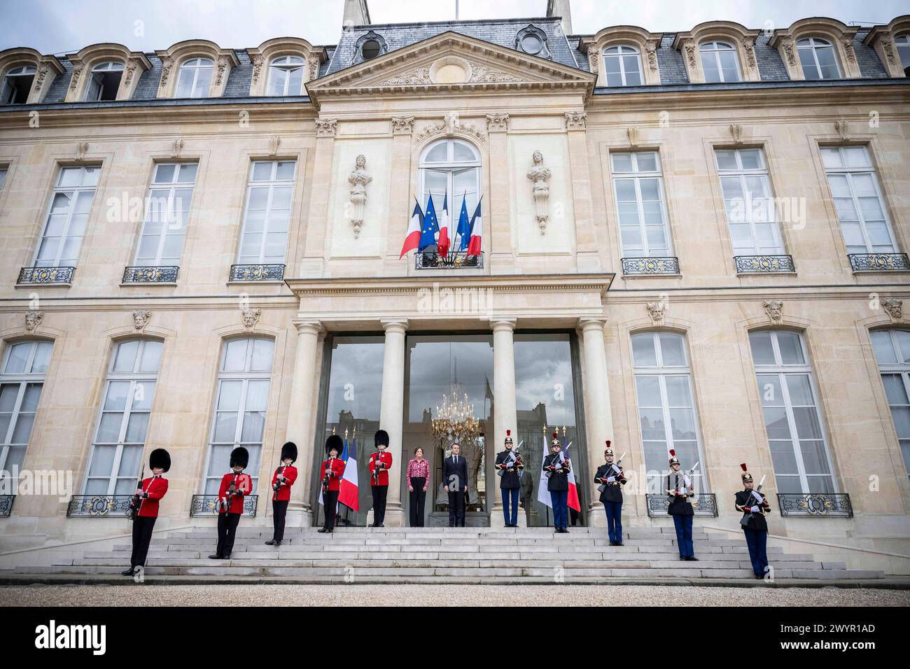 French President Emmanuel Macron and British ambassador to France Menna ...
