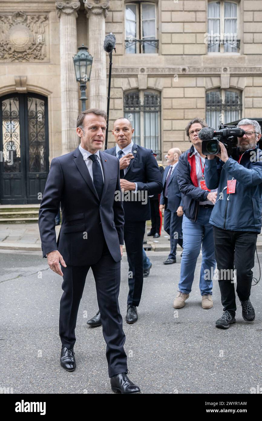 French President Emmanuel Macron and British ambassador to France Menna ...