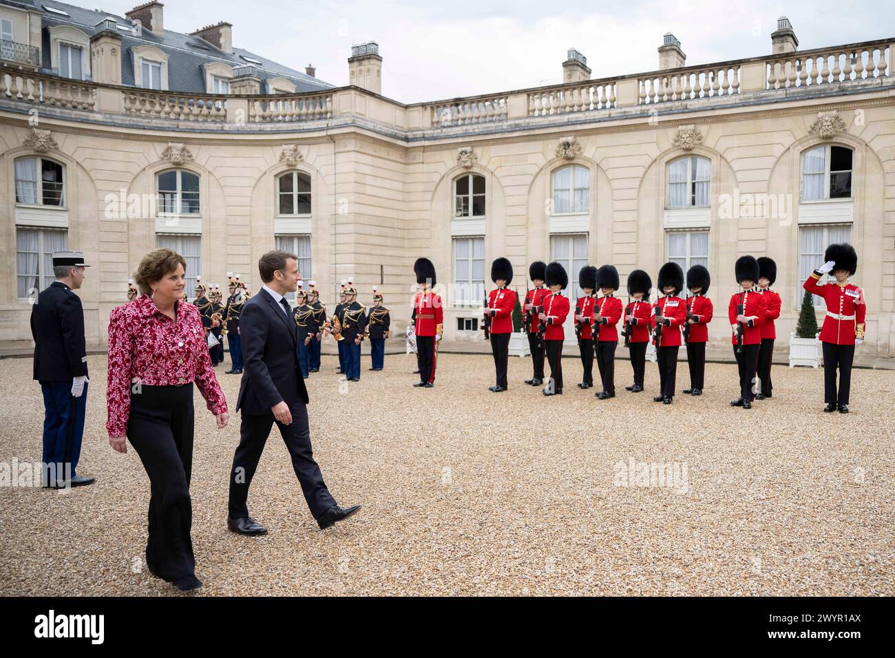 French President Emmanuel Macron and British ambassador to France Menna ...