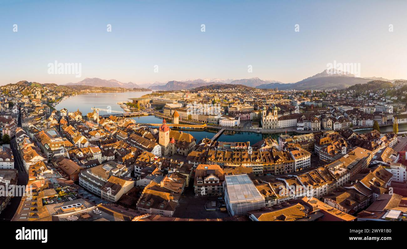 Lucerne, Switzerland: Panoramic view of the Lucerne medieval old town ...