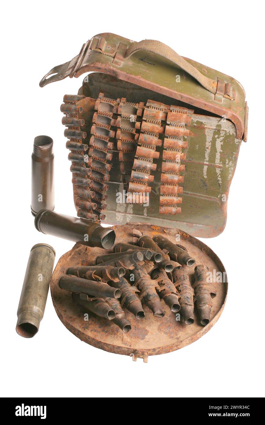 Antique machine gun rusty cartridges Stock Photo - Alamy