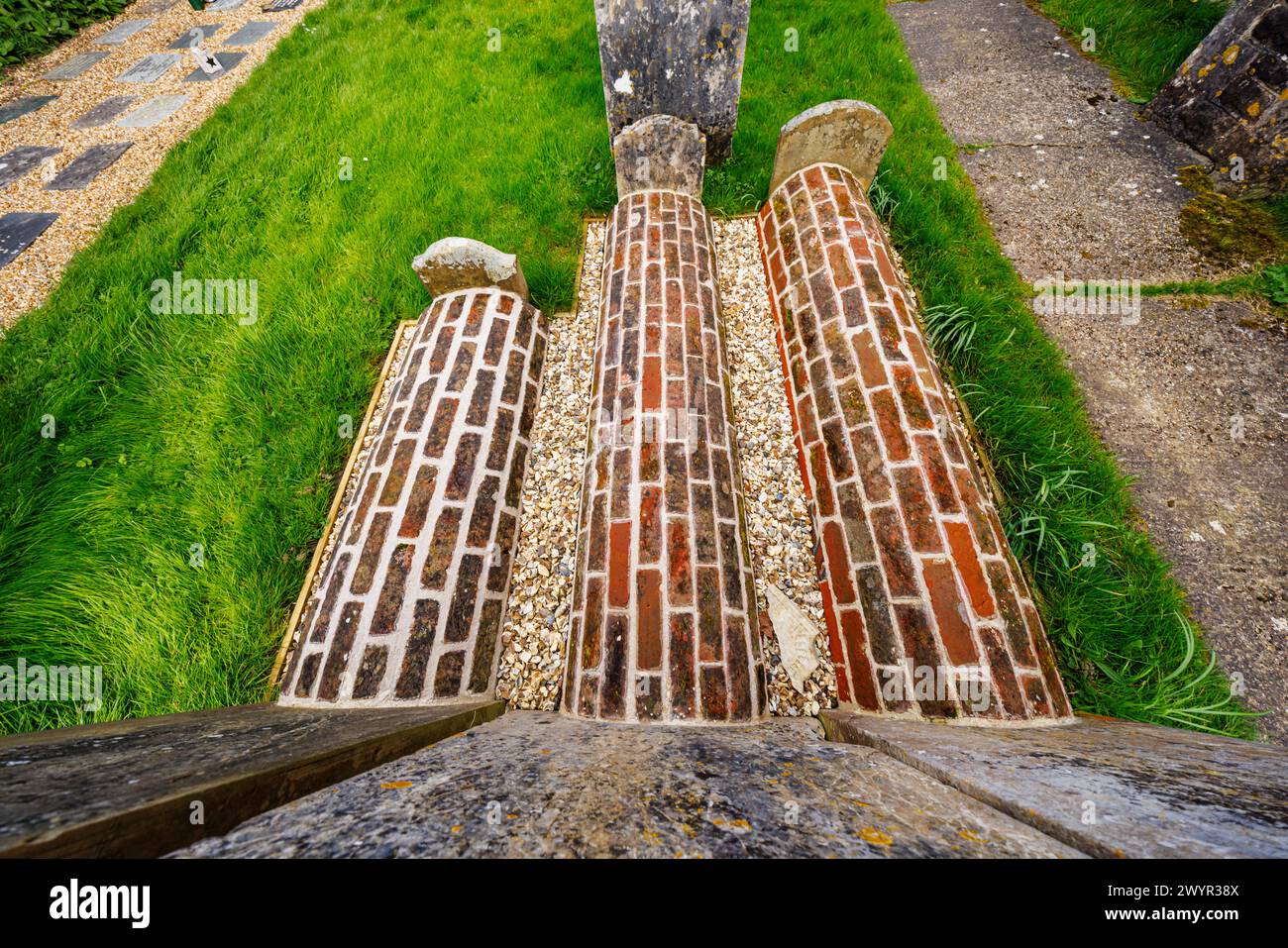 Rare brick barrel graves in the churchyard of St Mary's Church in ...