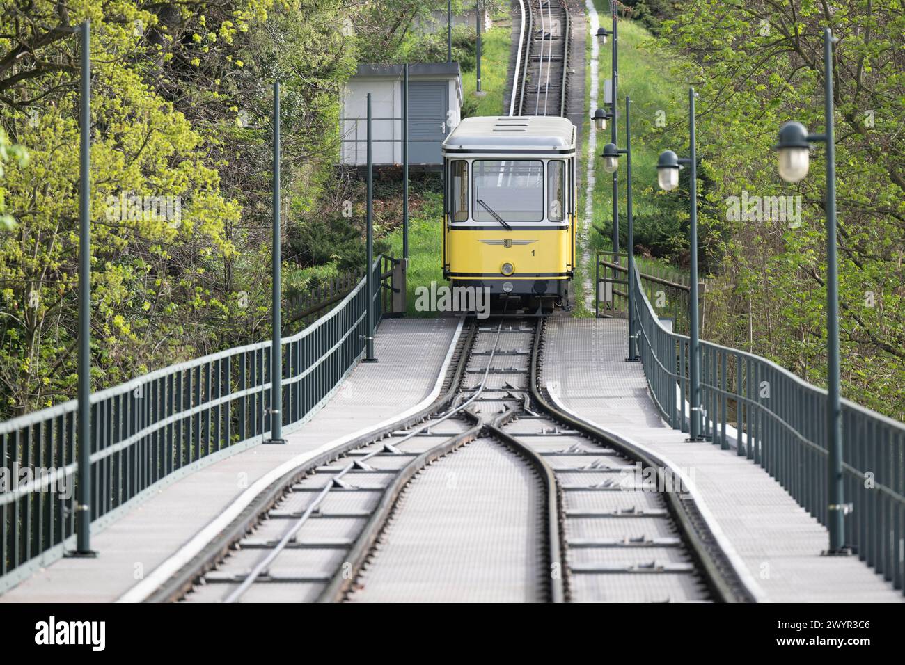 Dresden, Germany. 08th Apr, 2024. A funicular railroad carriage is on ...