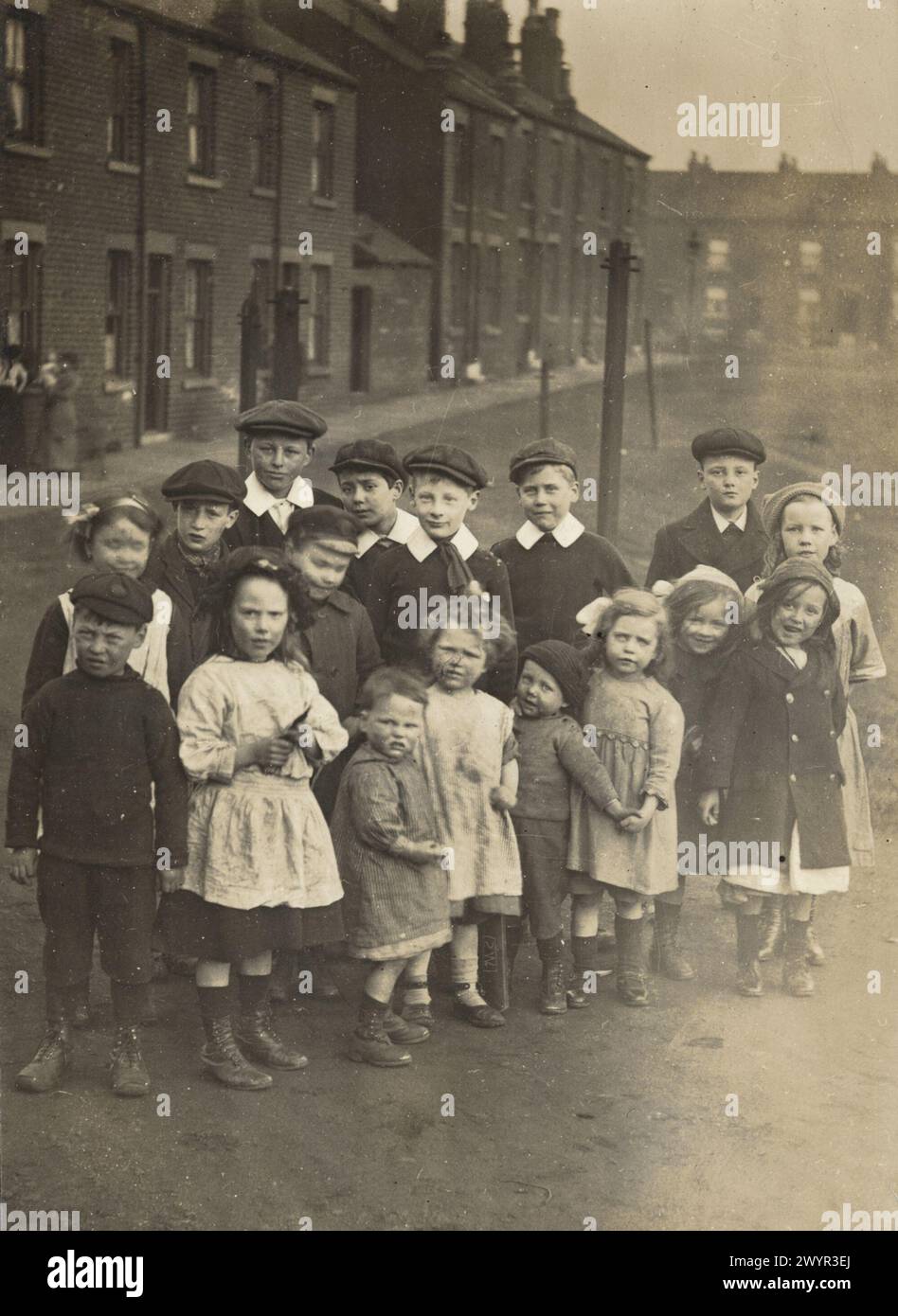 A rare photograph of a group of working class children in the suburb of ...
