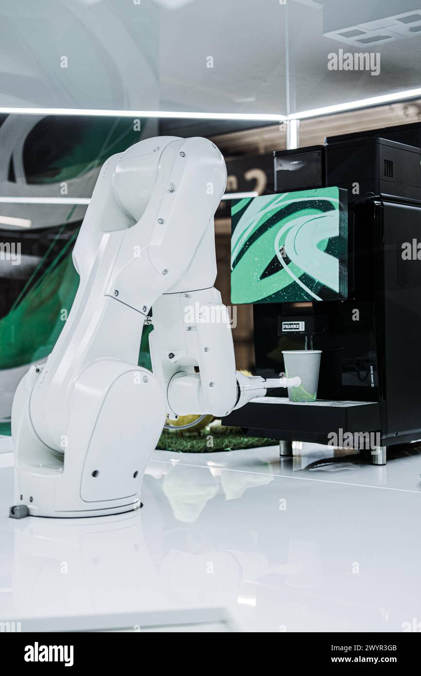 Warsaw, Poland - March 19, 2024. Robotic Arm Serving Coffee at ...