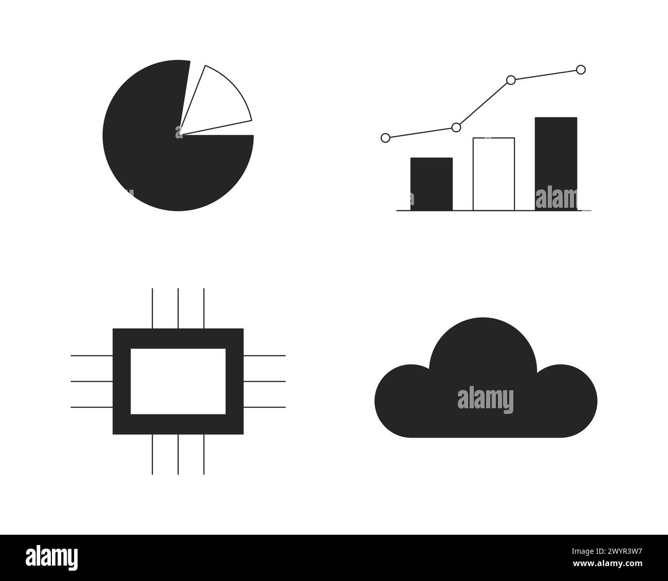 Chart graph technology black and white 2D line cartoon objects set Stock Vector Image & Art - Alamy
