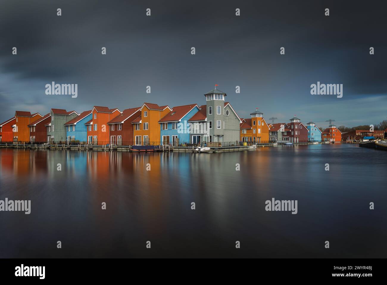 Colourful houses reitdiephaven groningen netherlands hi-res stock ...