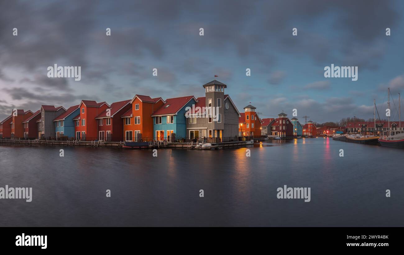 Colourful houses reitdiephaven groningen netherlands hi-res stock ...