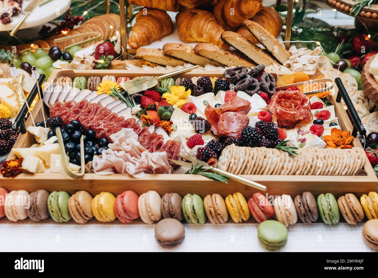 Charcuterie Board Festive croissant platter Stock Photo - Alamy